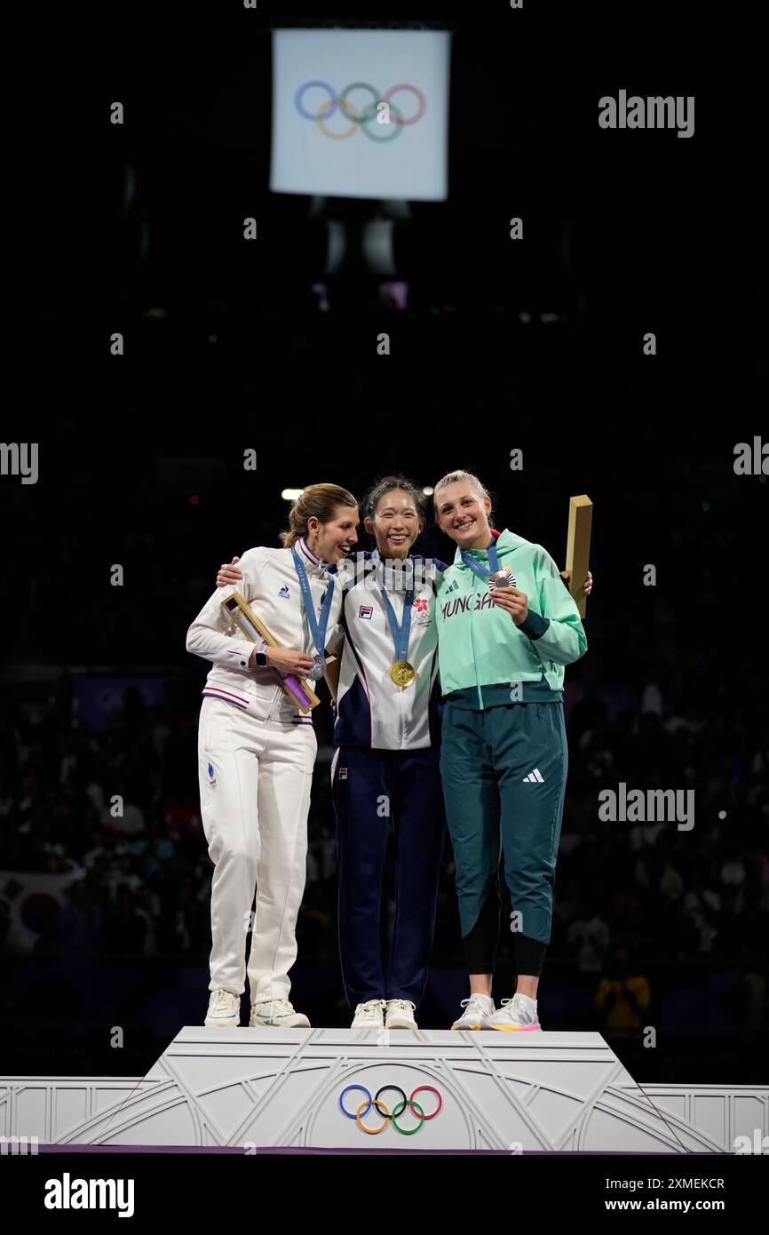 Hong Kong's Kong Man Wai Vivian, centre, winner of the gold medal of ...