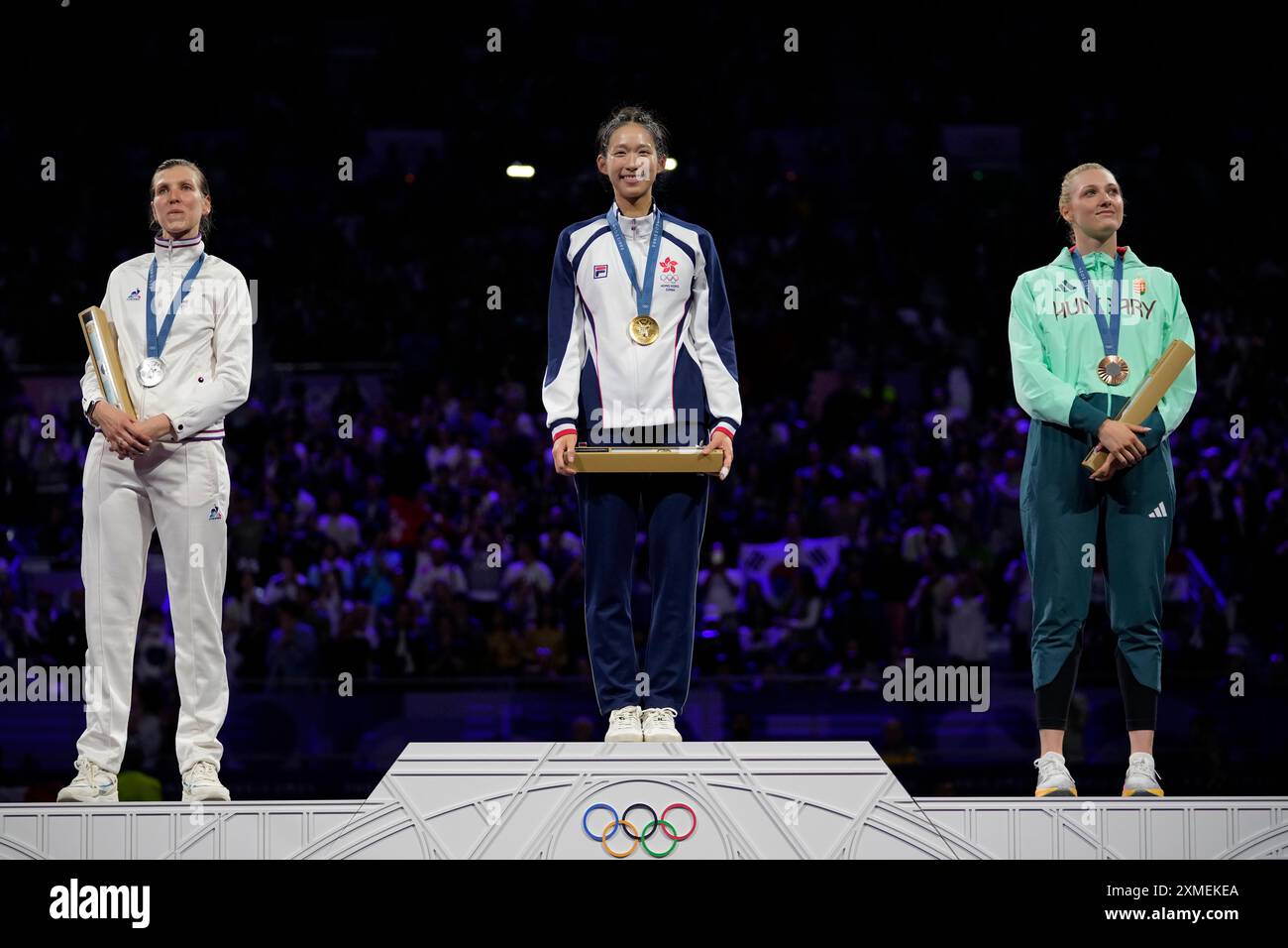 Hong Kong's Kong Man Wai Vivian, centre, winner of the gold medal of ...