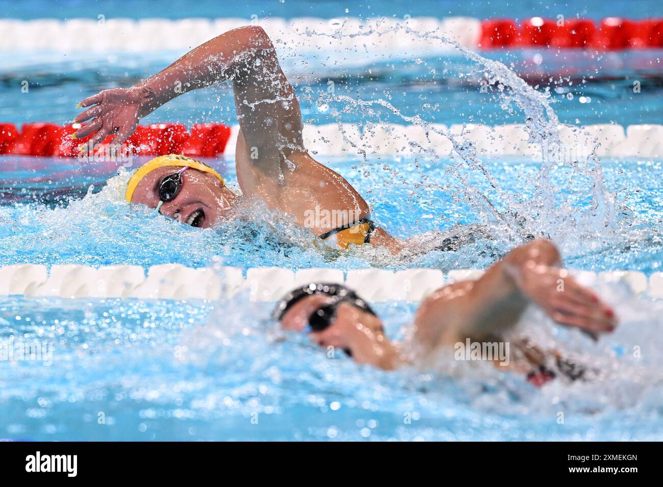 Paris, France. 27th July, 2024. Australia swimmer Ariarne Titmus swims ...
