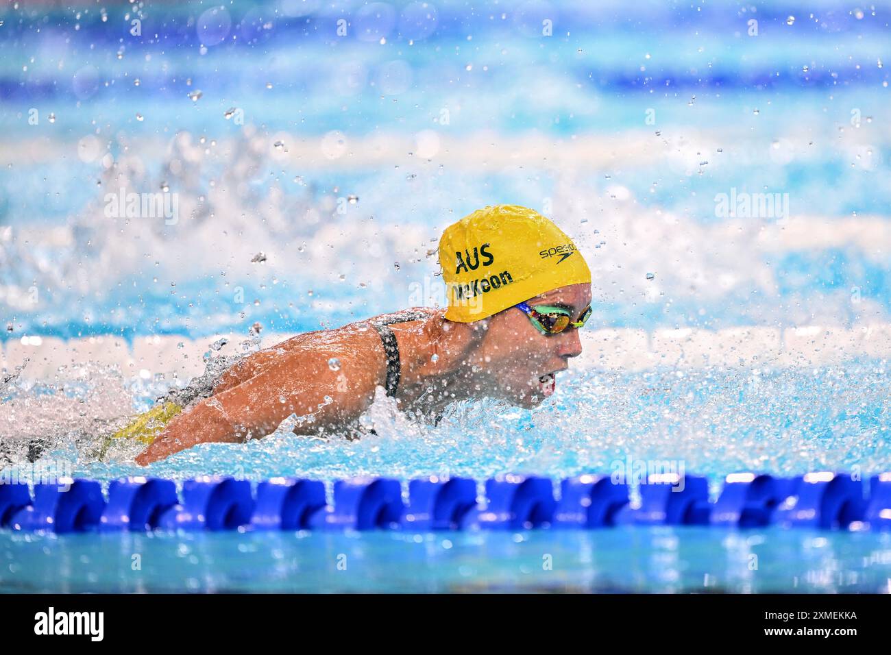 Paris, France. 27th July, 2024. Australian swimmer Emma McKeon swims in ...