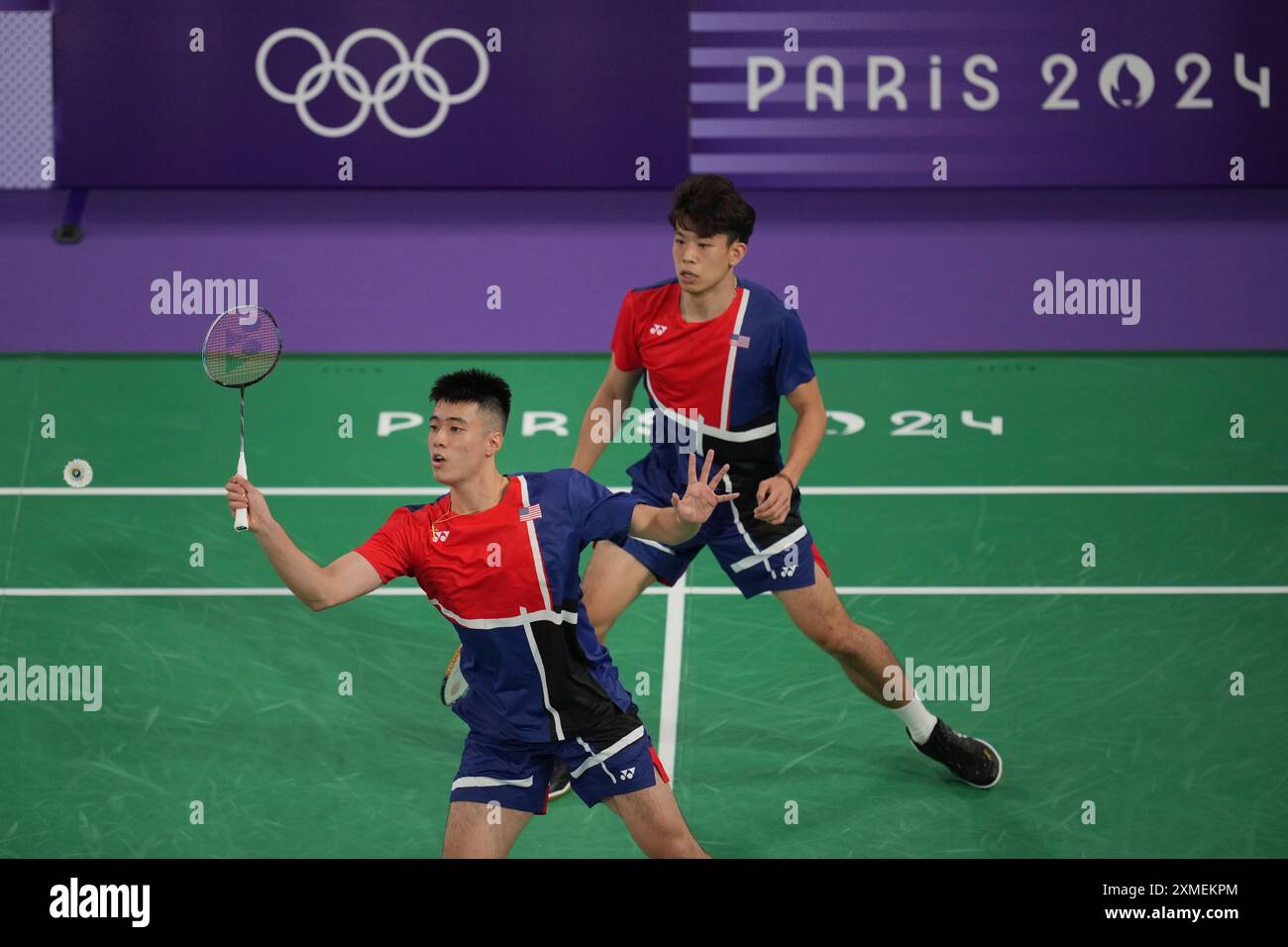 United States' Vinson Chiu, right, and Joshua Yuan play against Denmark ...