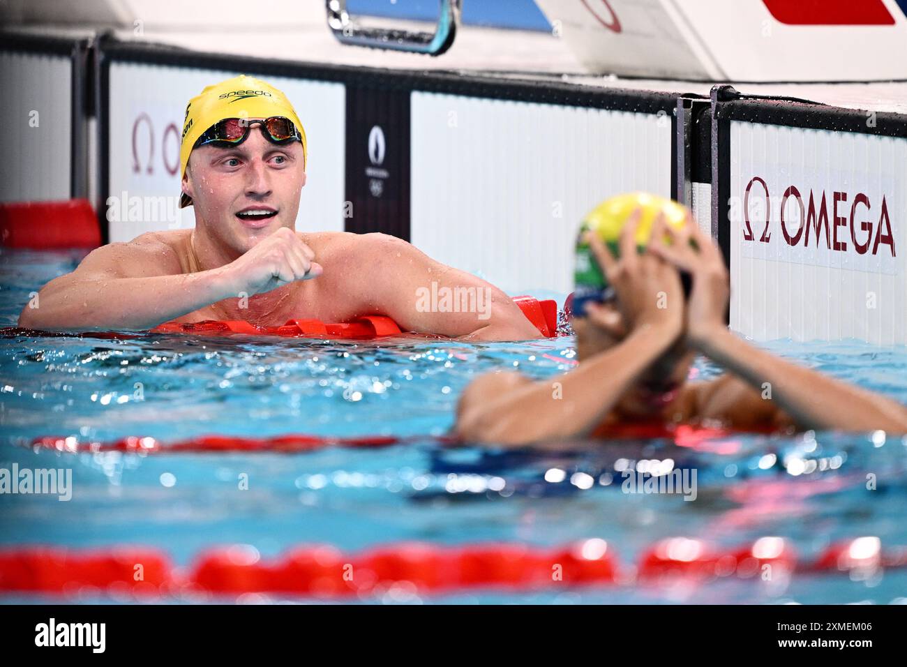 Paris, France. 27th July, 2024. Australian swimmer Elijah Winnington ...
