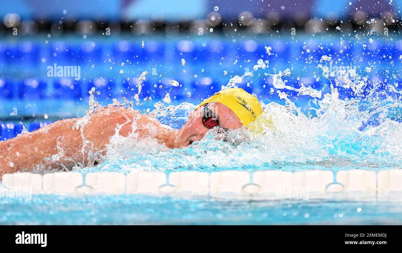 Paris, France. 27th July, 2024. Australian swimmer Elijah Winnington ...