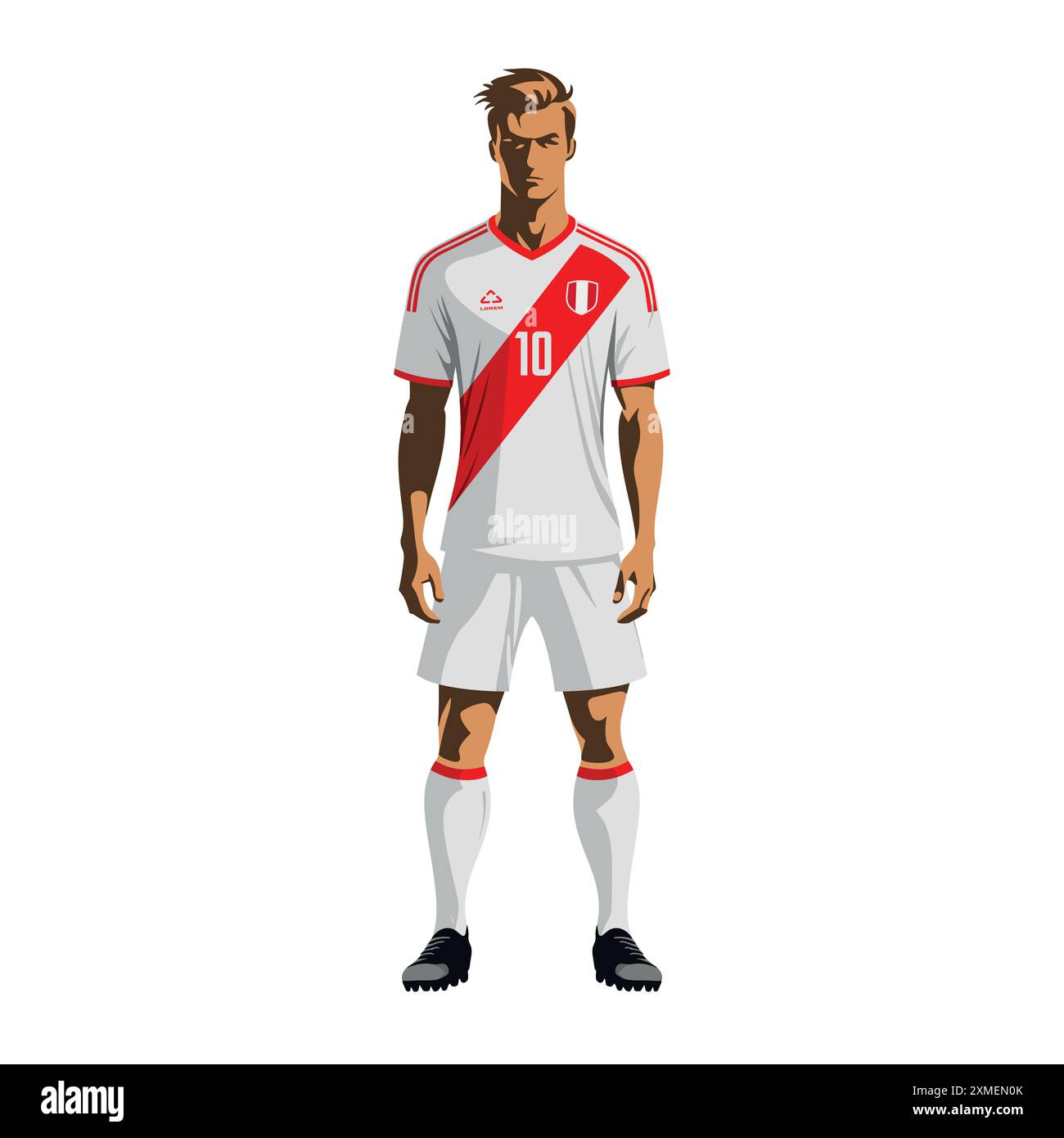 Soccer player in Peru team uniform. Vector illustration Stock Vector ...