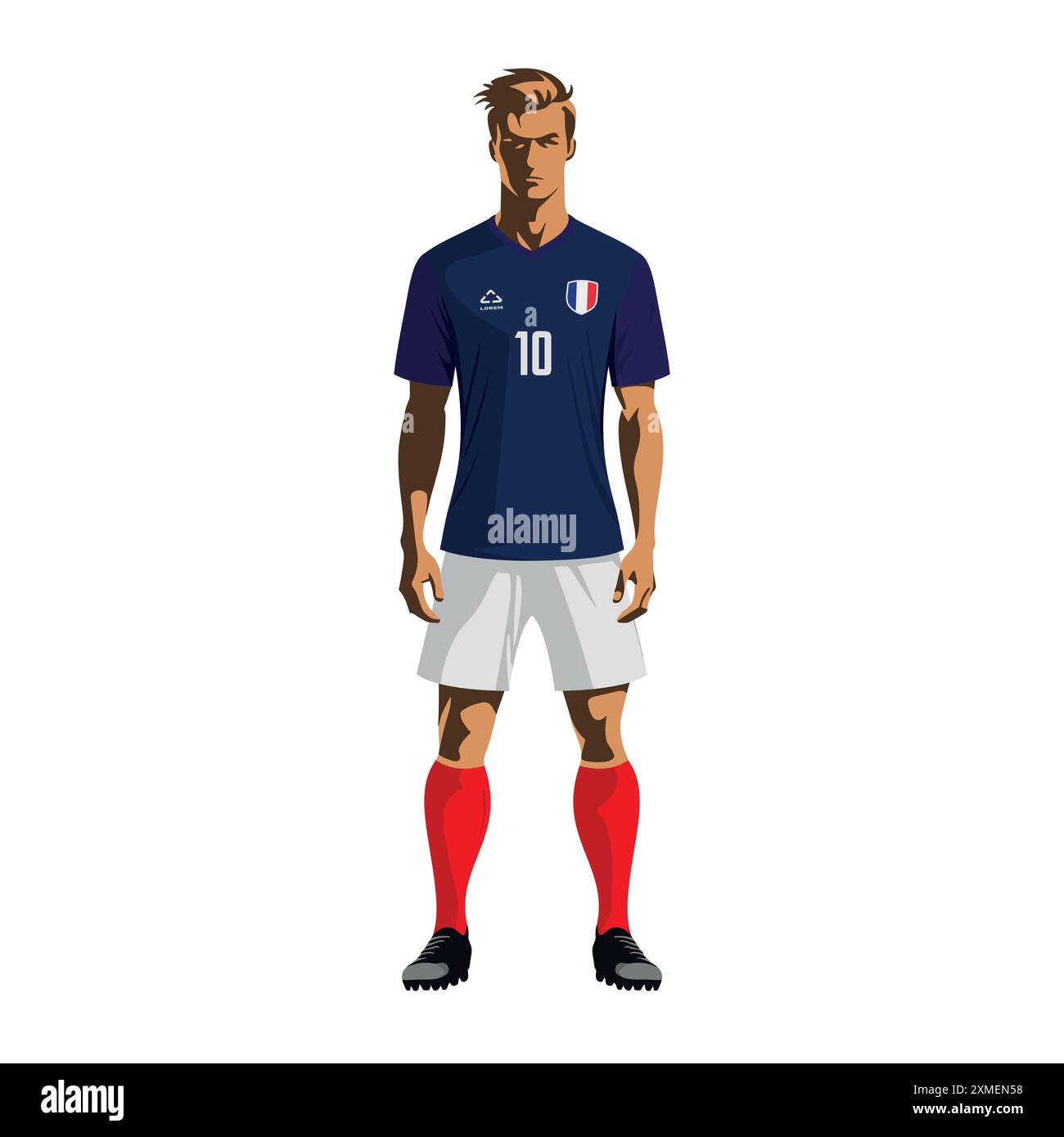 Soccer player in France team uniform. Vector illustration Stock Vector ...
