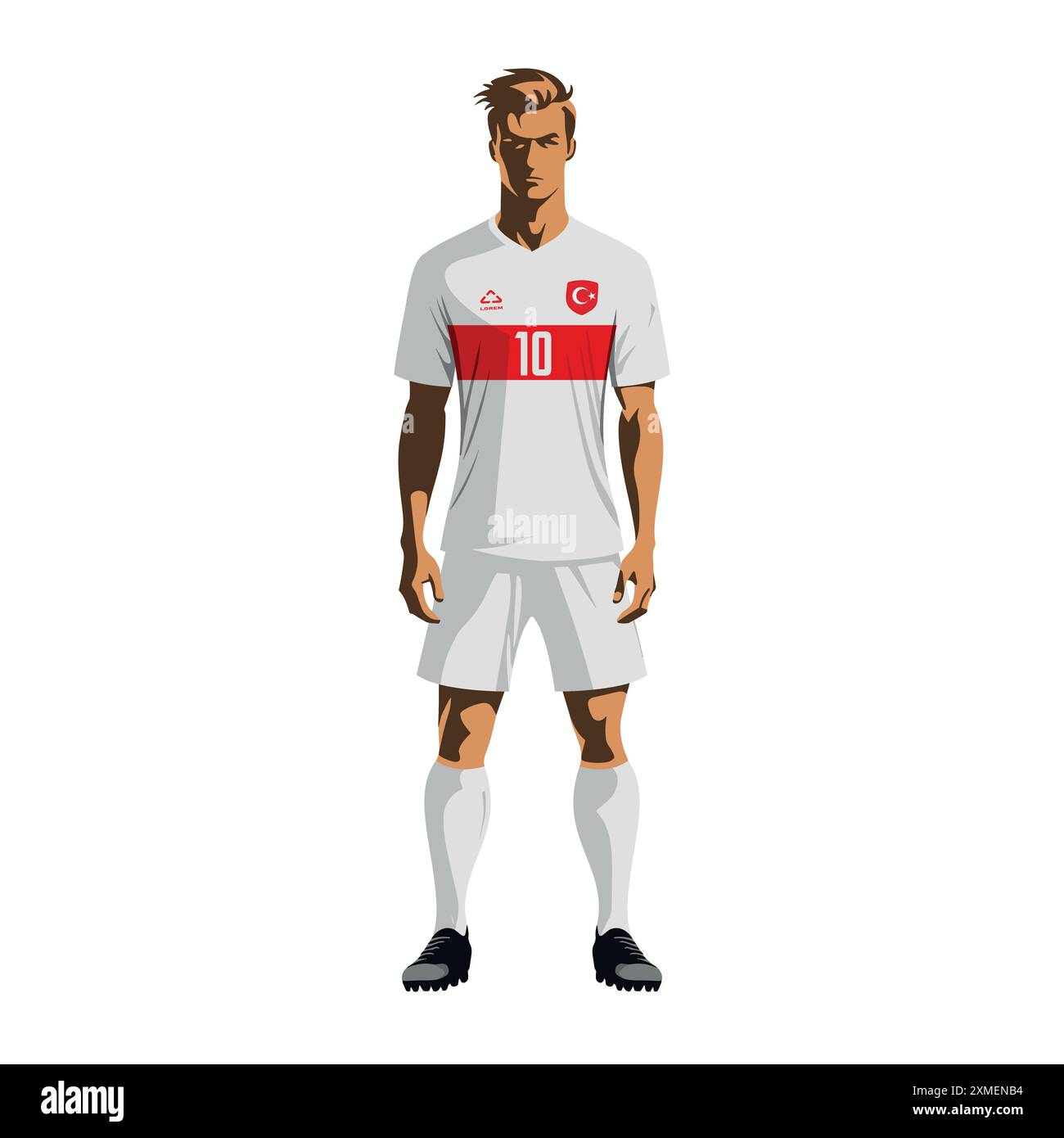 Soccer player in Turkey team uniform. Vector illustration Stock Vector ...