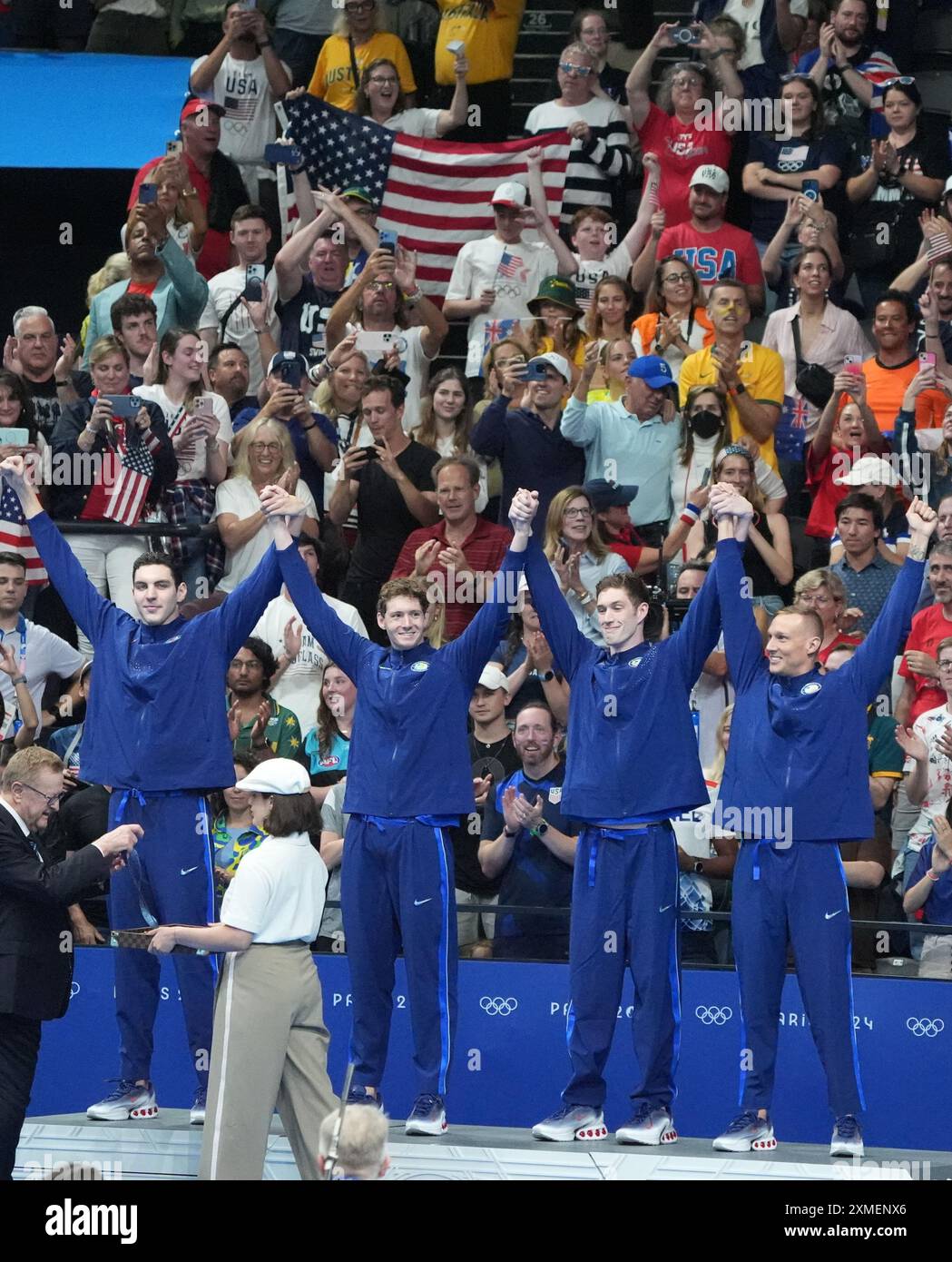 Paris, France. 27th July, 2024. The United States men's 4x100-meter ...