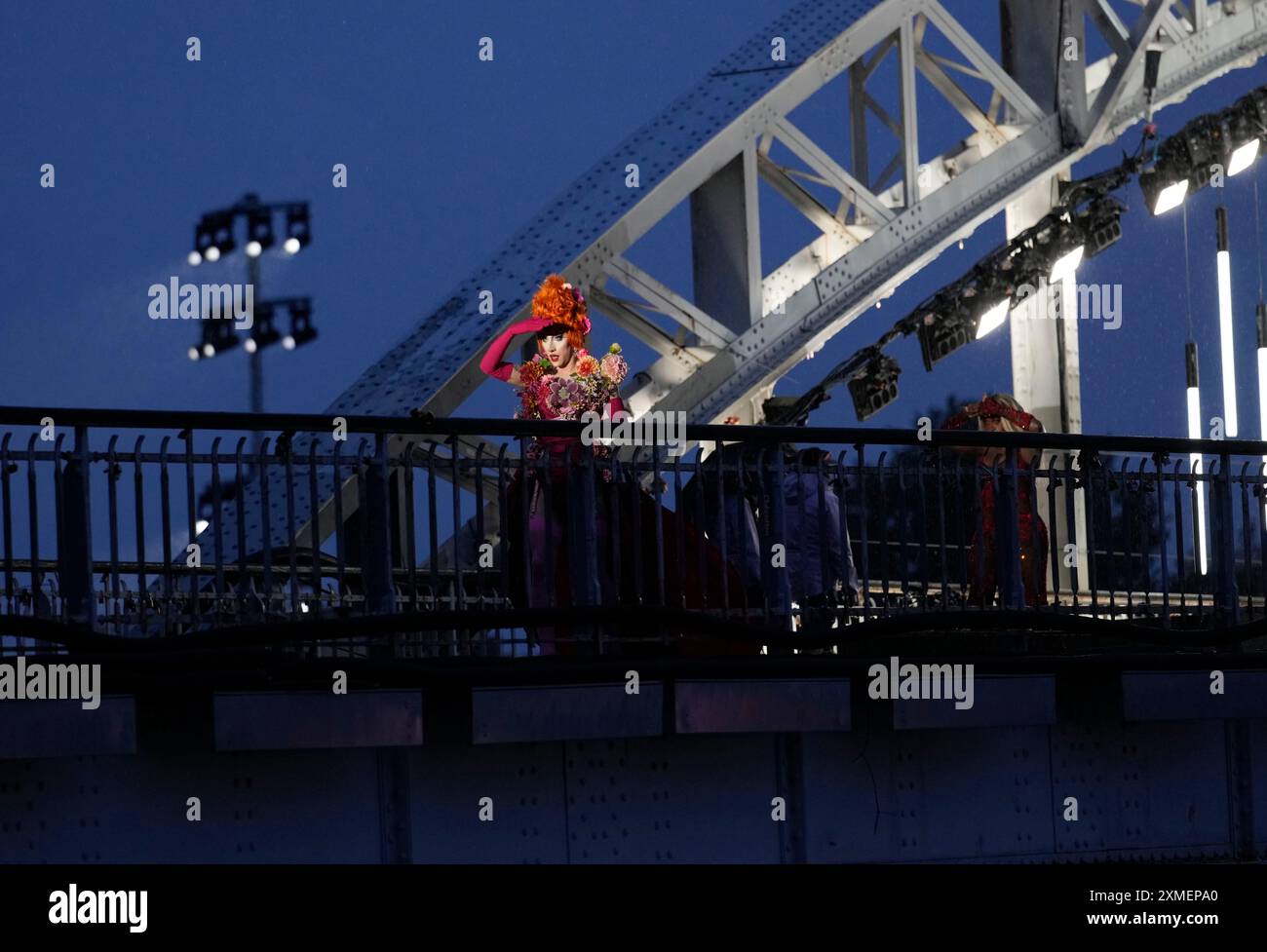 Drag queens prepare to perform on the Debilly Bridge in Paris, during ...
