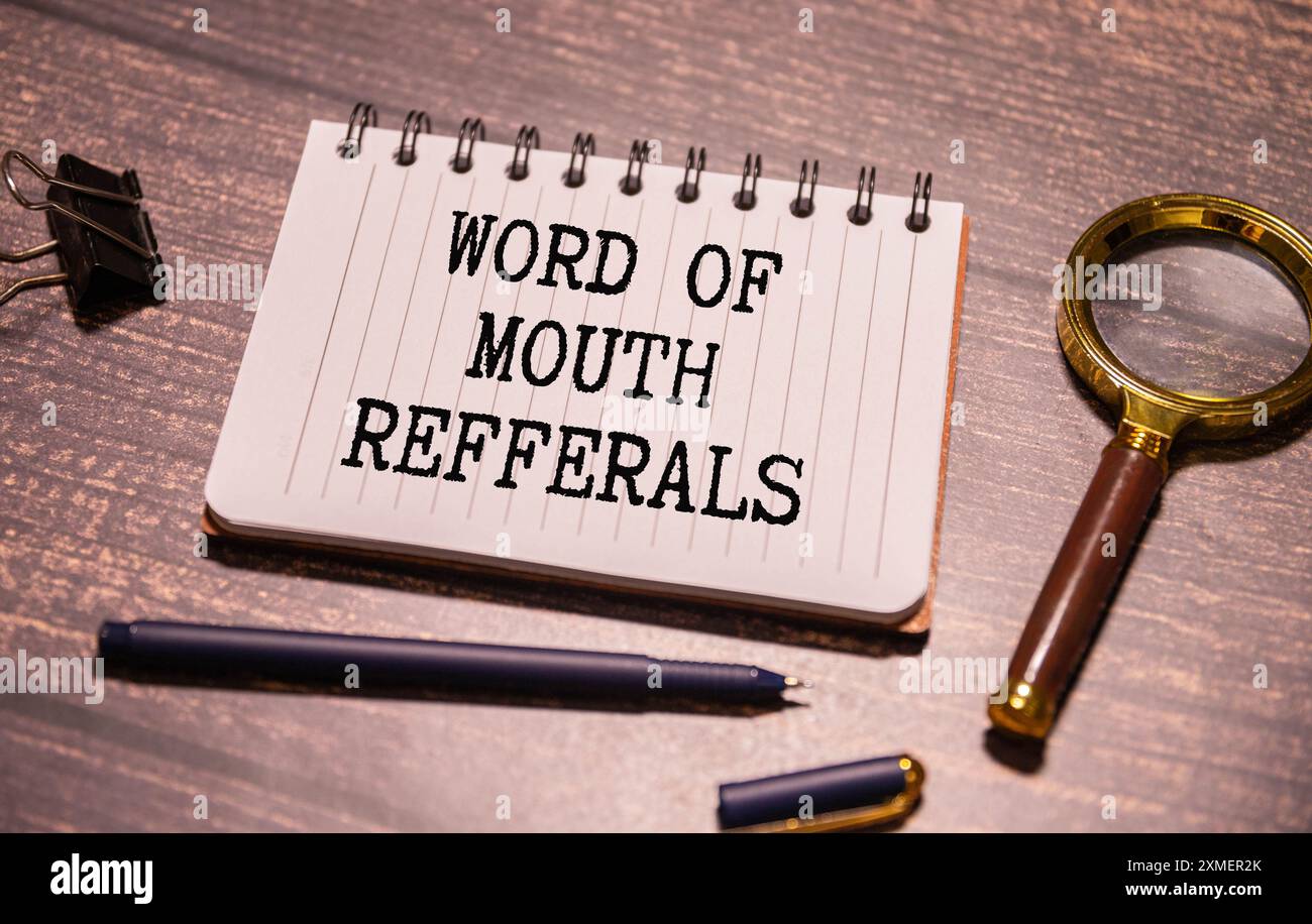 mouth refferals word written on wood block. mouth refferals text on ...