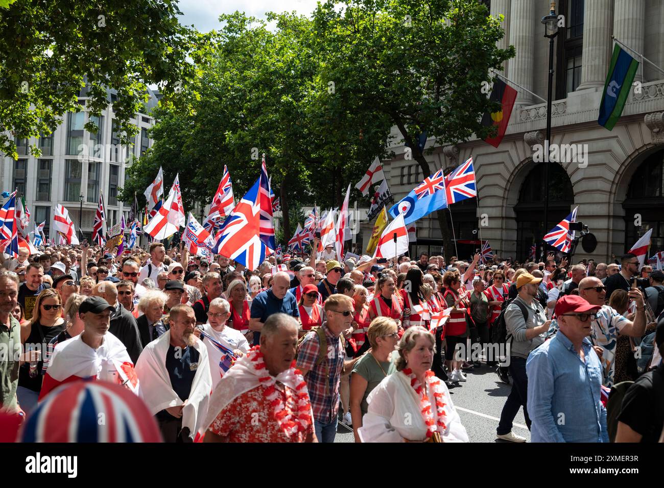 Thousands of demonstrators, organised by Tommy Robinson, march from the ...