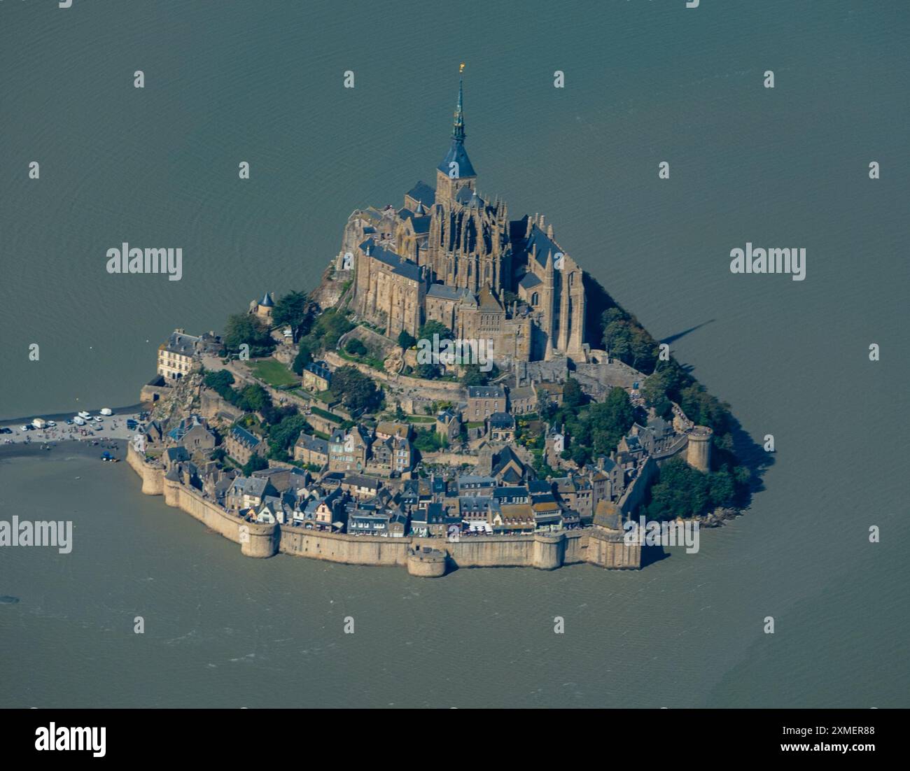 Aerial view of Saint Michael's Mount during high tide. UNESCO, World ...