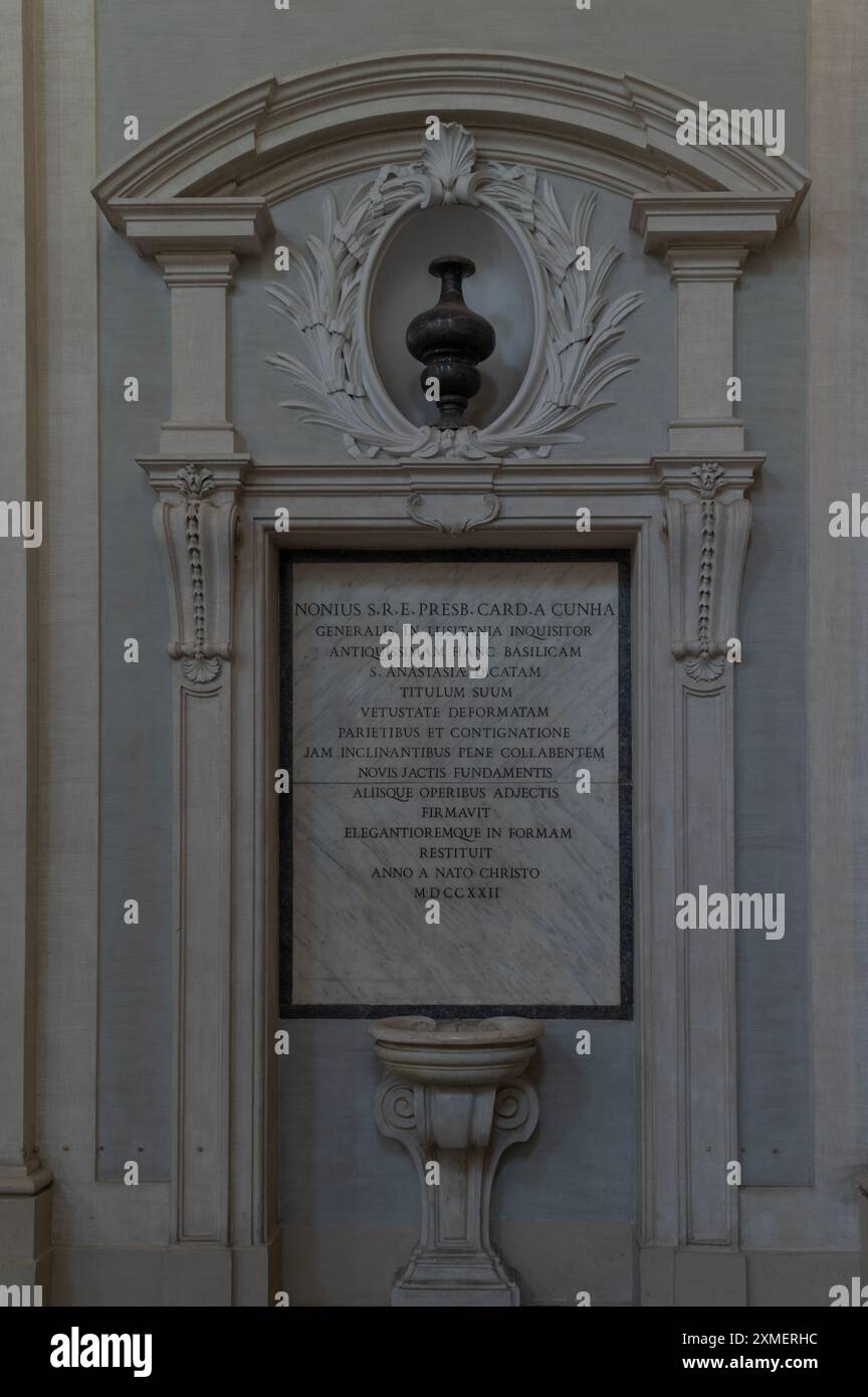 Marble commemorative plaque in the Basilica of Sant'Anastasia al ...