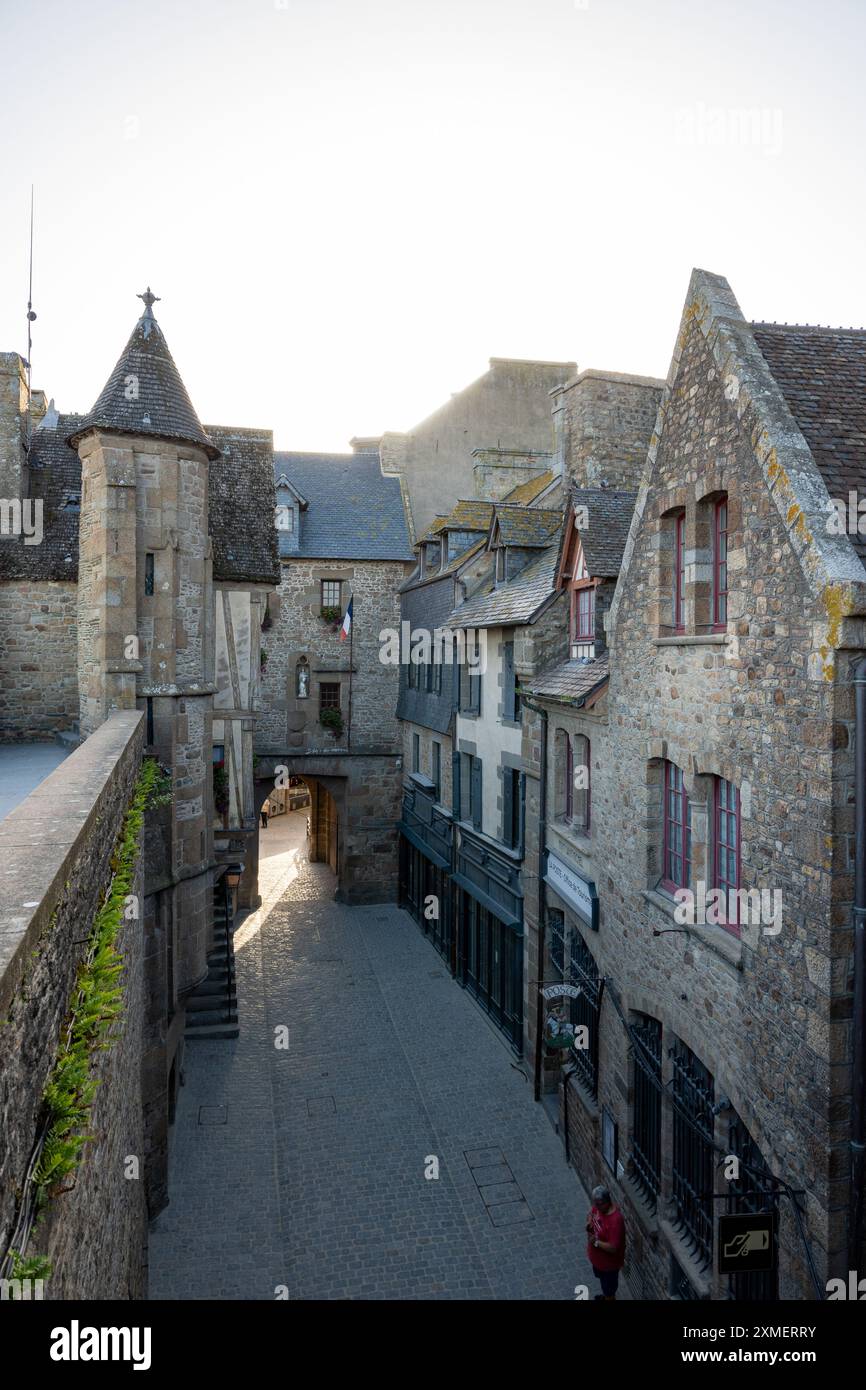 Main street of Saint Michael's Mount, Normandy, France Stock Photo - Alamy