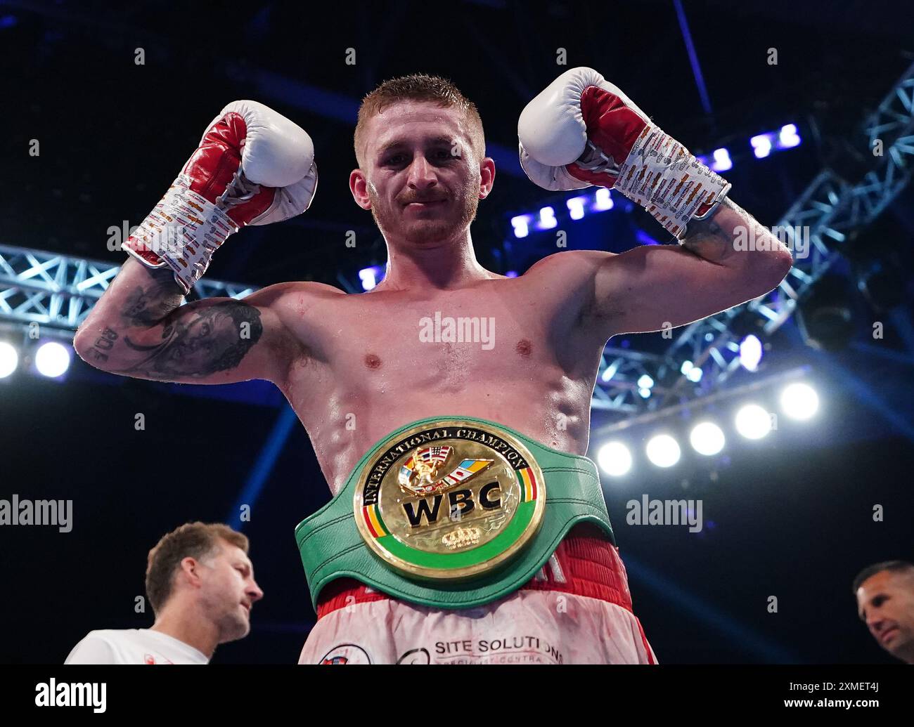 Ryan Garner celebrates victory over Archie Sharp (not pictured) at The ...