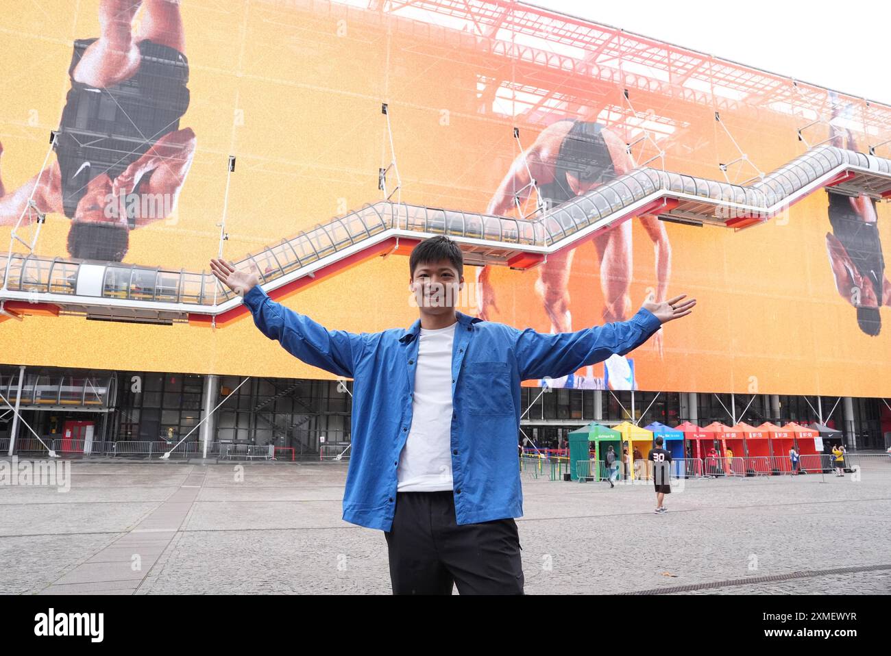 Paris, France. 27th July, 2024. China's star sprinter Su Bingtian poses ...