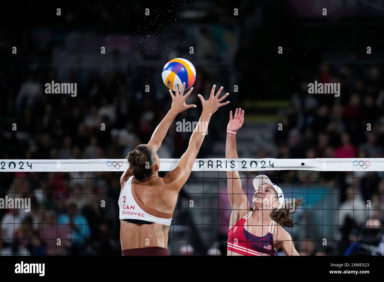 United States' Kristen Nuss reaches the ball during the women's pool B ...