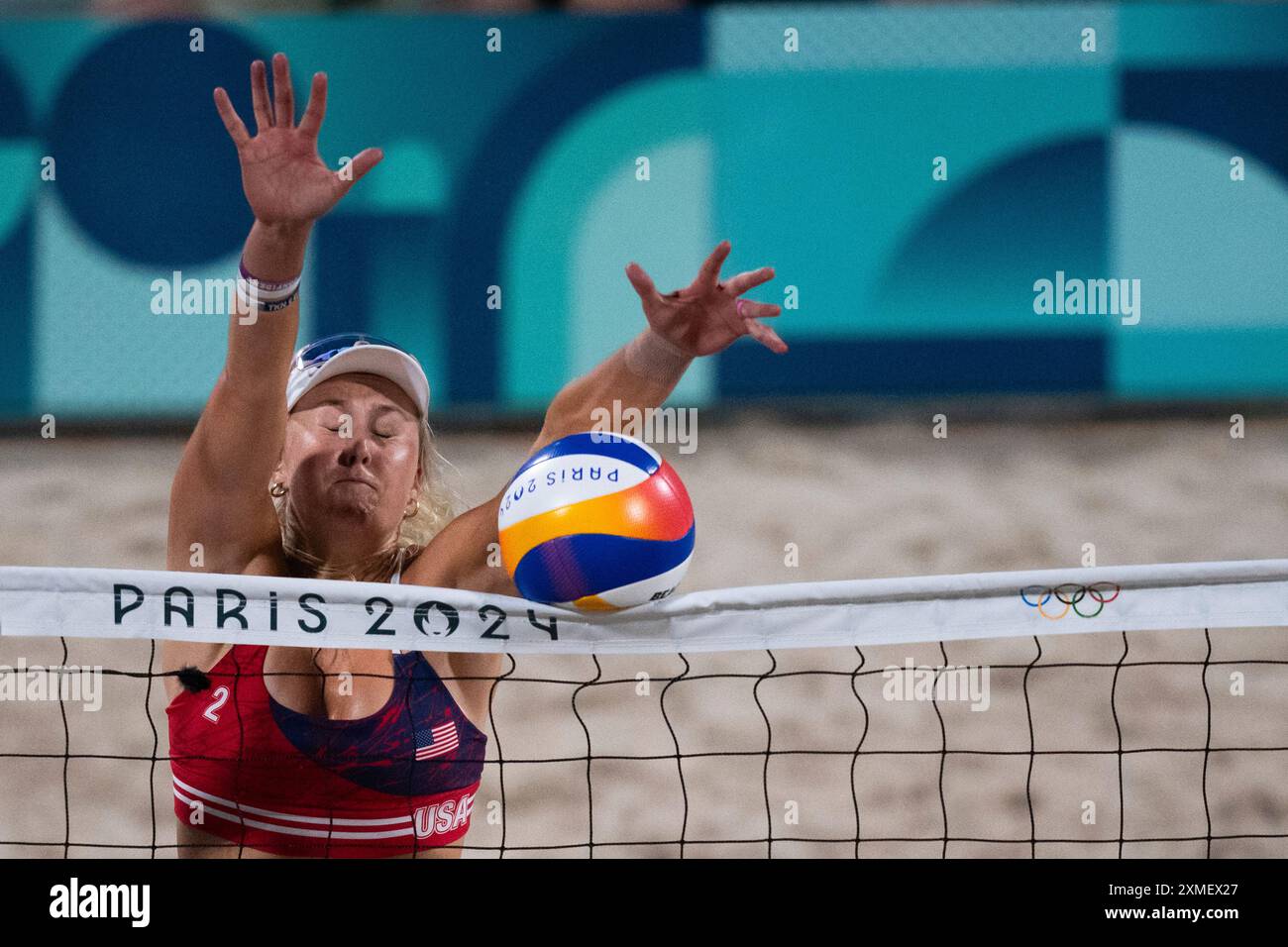 United States' Taryn Kloth reaches the ball during the women's pool B ...
