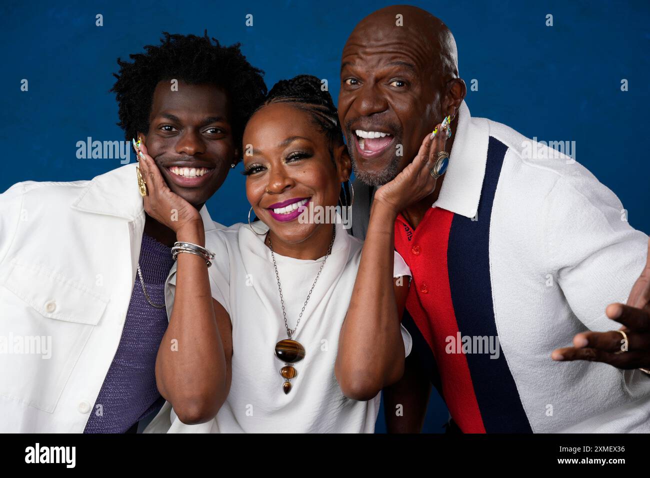 Tim Johnson Jr, from left, Tichina Arnold, and Terry Crews pose for a ...