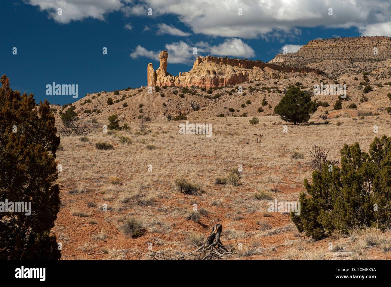 Chimney Rock at New Mexico's Ghost Ranch, as seen from the trail to it ...