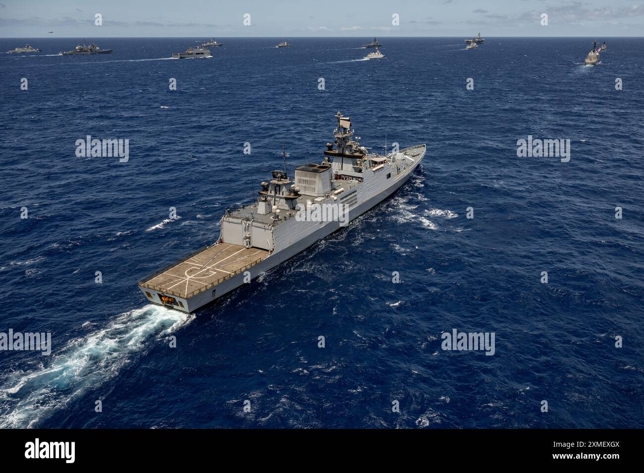 Indian Navy frigate INS Shivalik (F 47) sails in formation off the ...