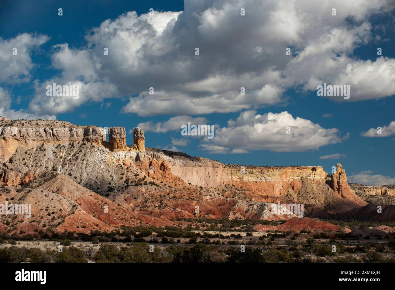 Castle Rock (R) and other stone pillars in and near the Ghost Ranch of ...