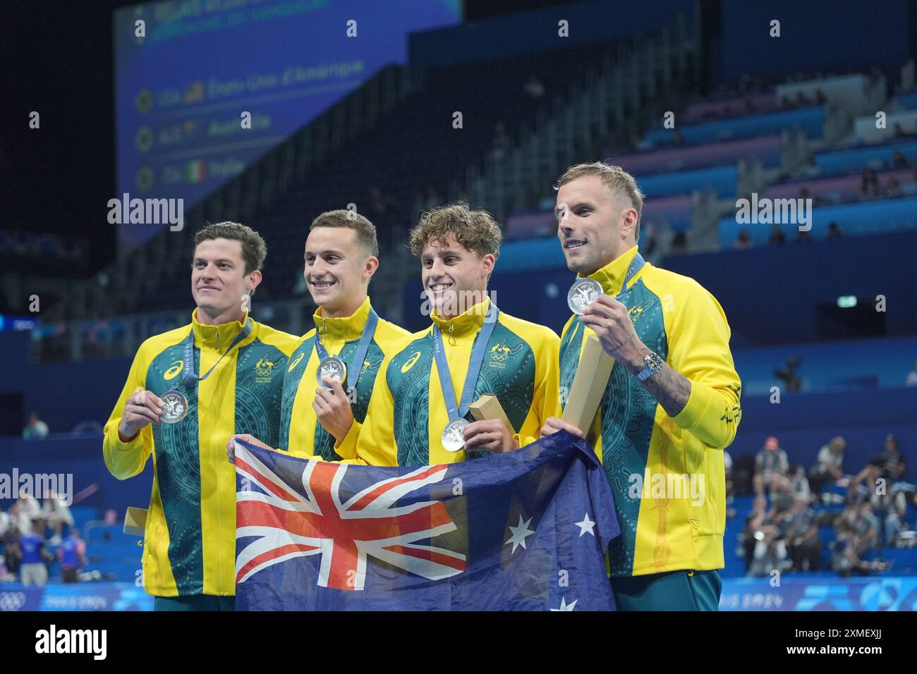 Athletes of Australia pose for cameras after a medal ceremony of the ...