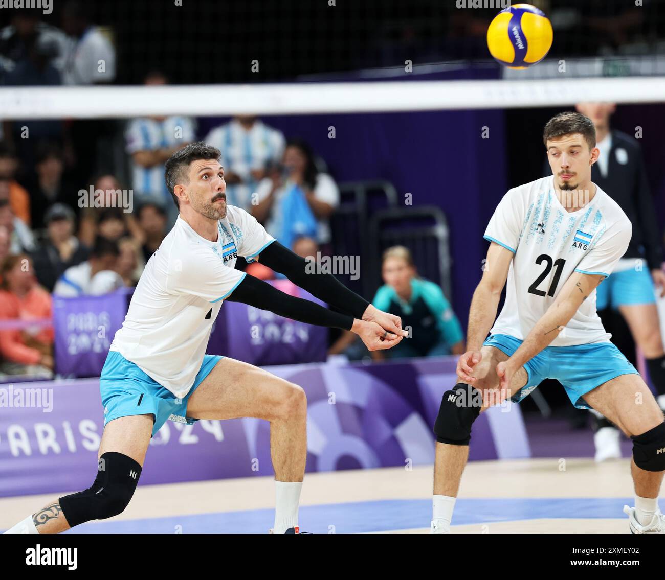 Paris, France. 27th July, 2024. Matias Sanchez Pages (L) of team ...