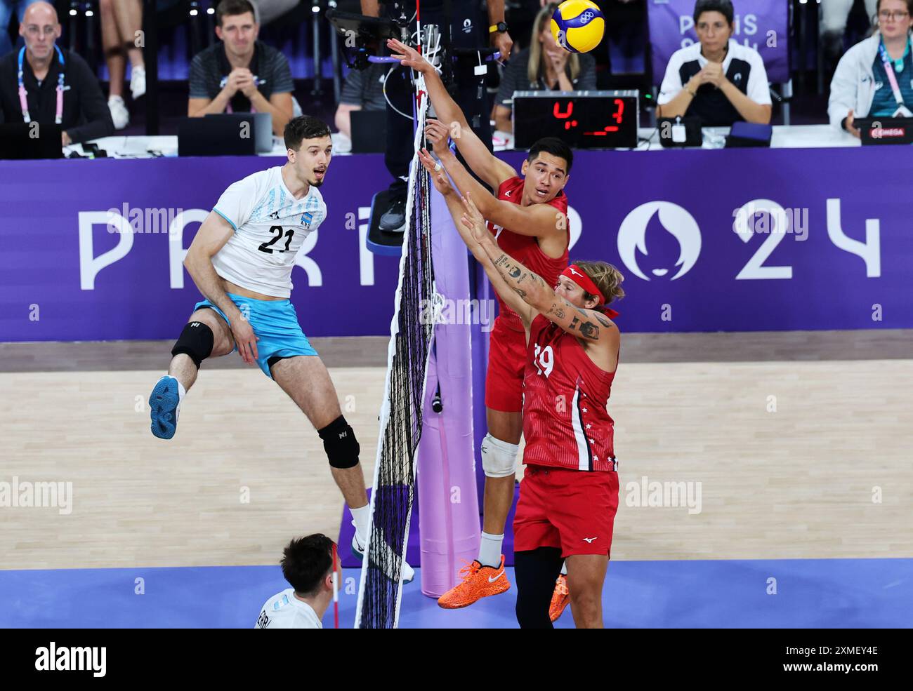 Paris, France. 27th July, 2024. Luciano Palonsky (1st L) of team ...