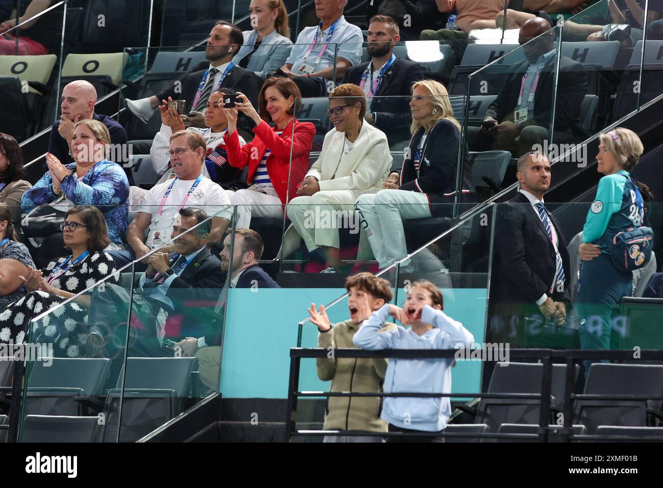 PARIS, FRANCE. 27th July, 2024. U.S. first lady Jill Biden (R) looks on ...