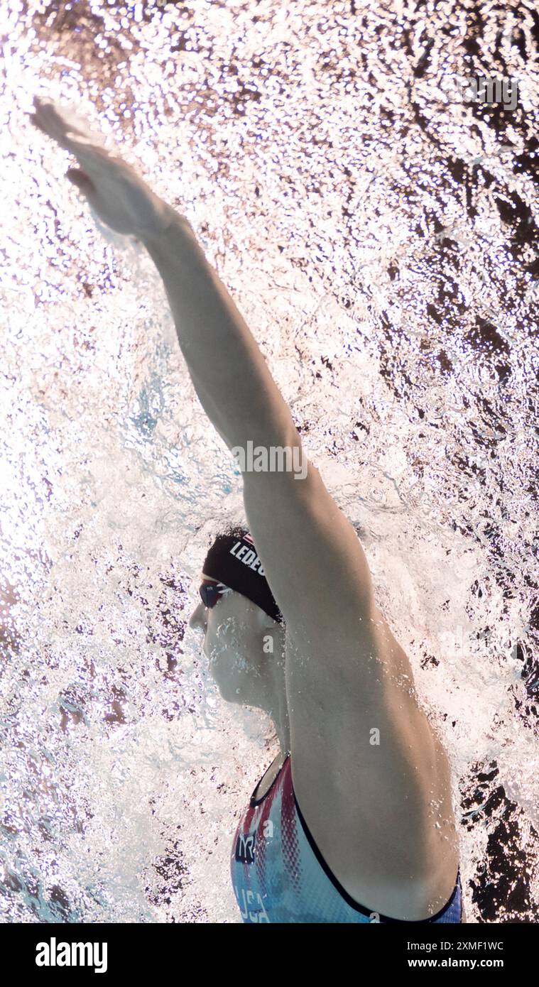 Paris, France. 27th July, 2024. Katie Ledecky of the United States ...