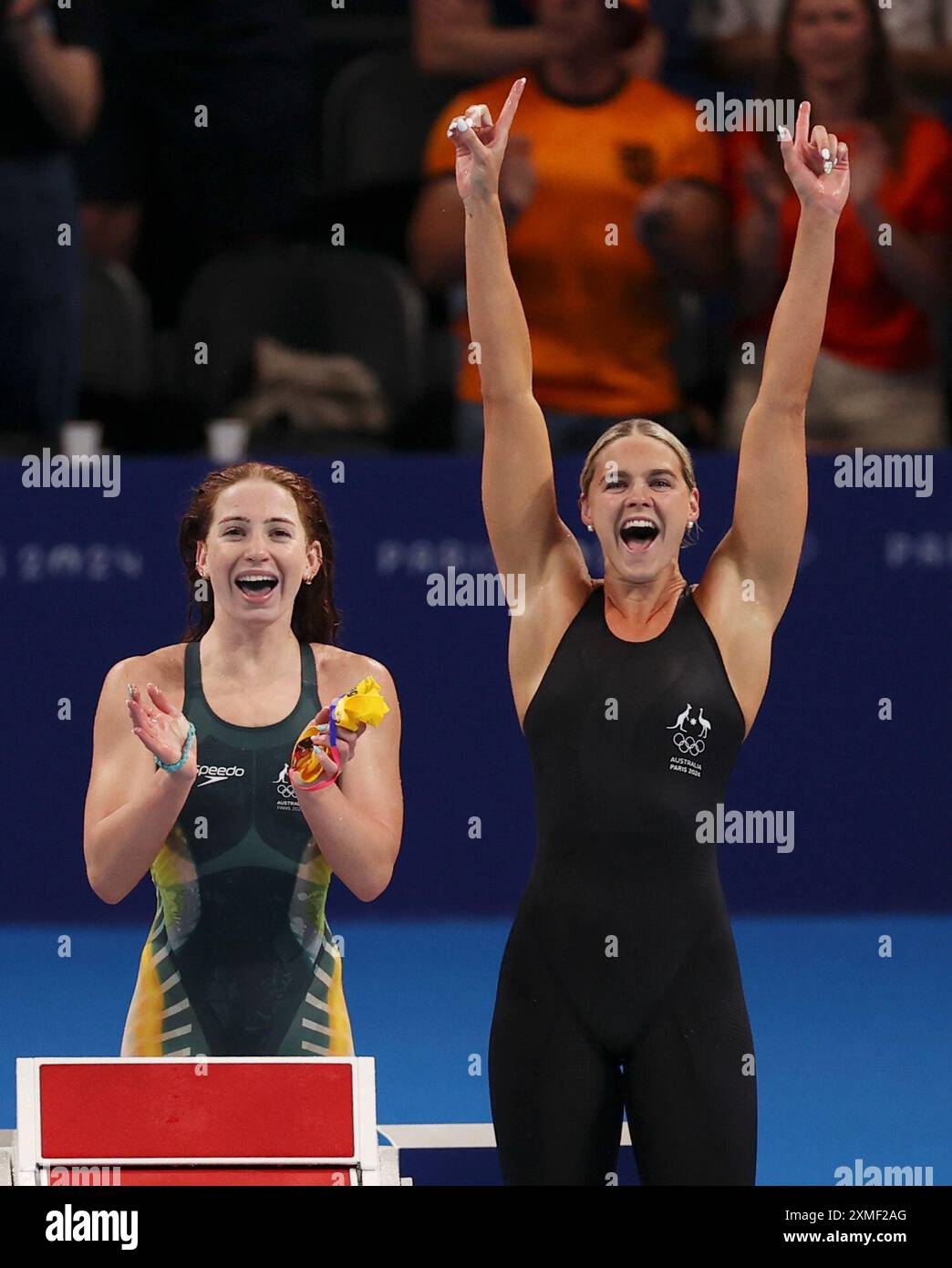 Paris, France. 27th July, 2024. Shayna Jack (R) of team Australia ...