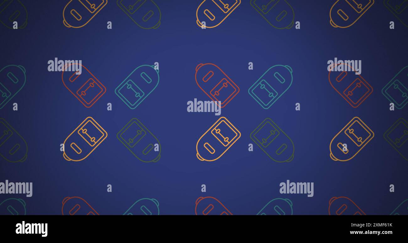 Image of multiple school bag icons in seamless pattern against copy ...