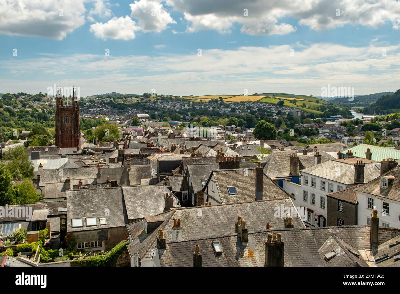 View of Totnes from Totnes Castle, Devon, England Stock Photo - Alamy
