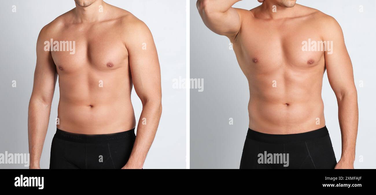 Weight loss body transformation man hi-res stock photography and images ...
