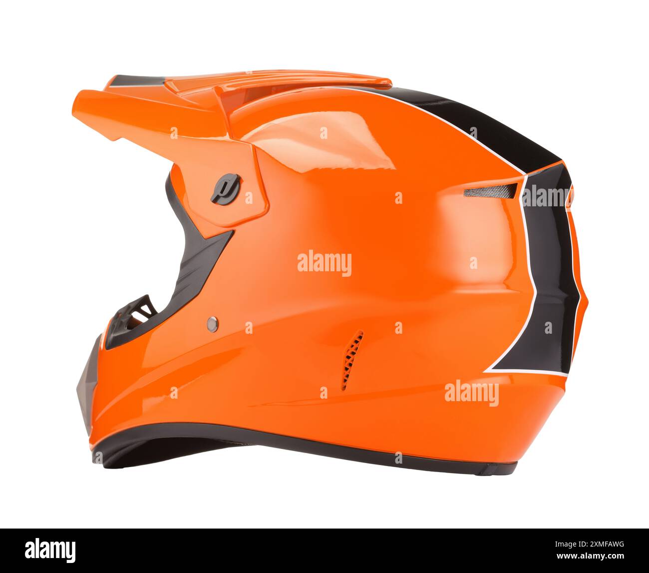 Modern orange motorcycle helmet isolated on white Stock Photo - Alamy