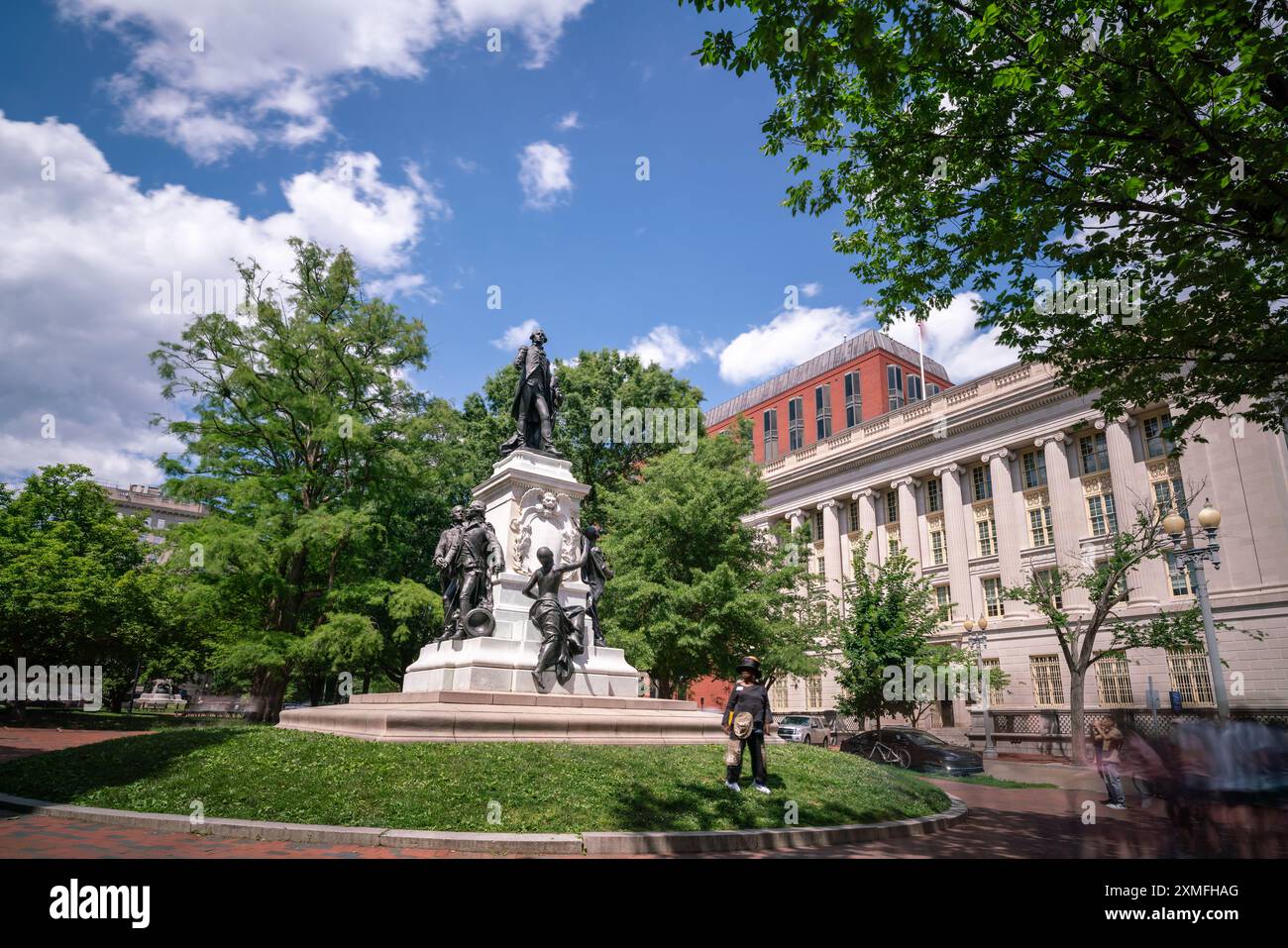 view of Lafayette Statue in a Corner Park across form the White House ...