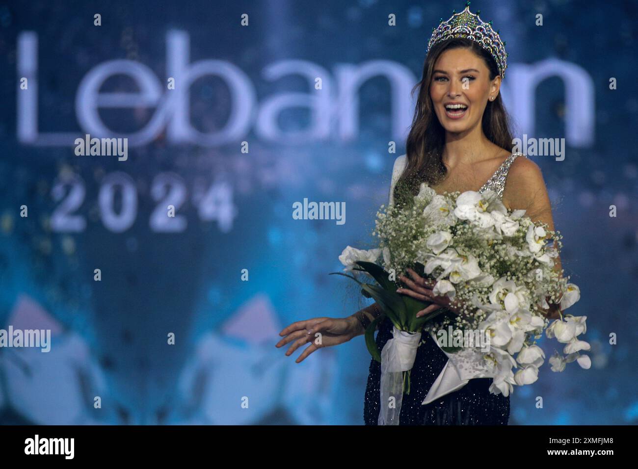 Beirut, Beirut, Lebanon. 27th July, 2024. Lebanese Nada Koussa poses for a picture after she was ...