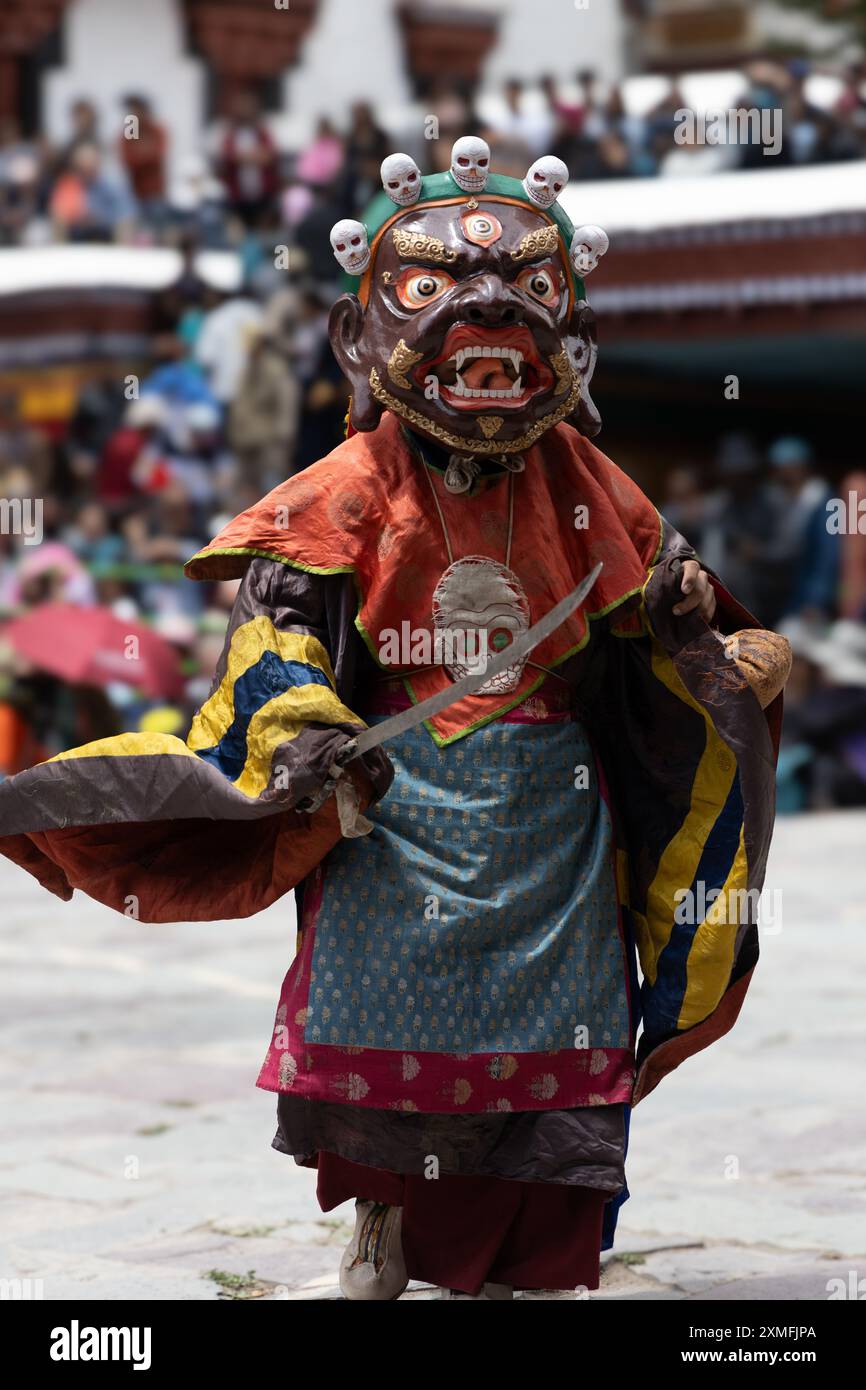 Colorful mask dance also called cham dance being performed at Hemis ...