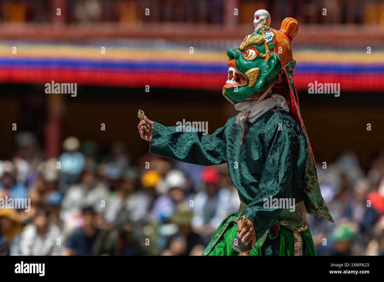 Colorful mask dance also called cham dance being performed at Hemis ...