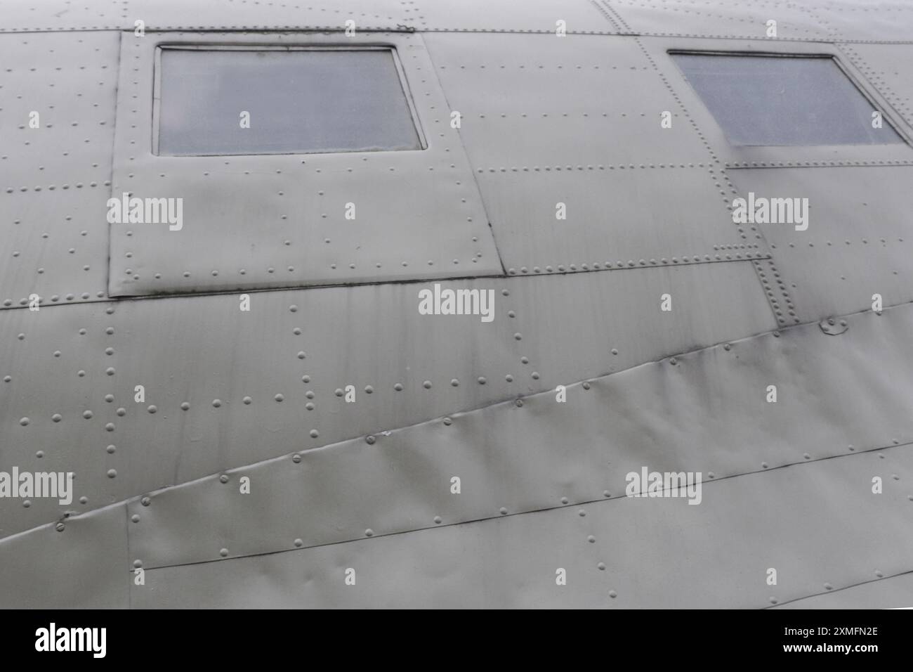 Windows in Airplane Fuselage. Two square fuselage windows on the side ...