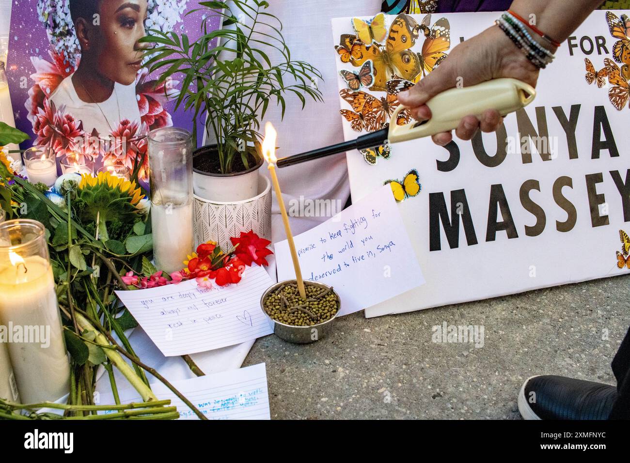 New York City, USA. 27th July, 2024. A vigil is held outside the ...
