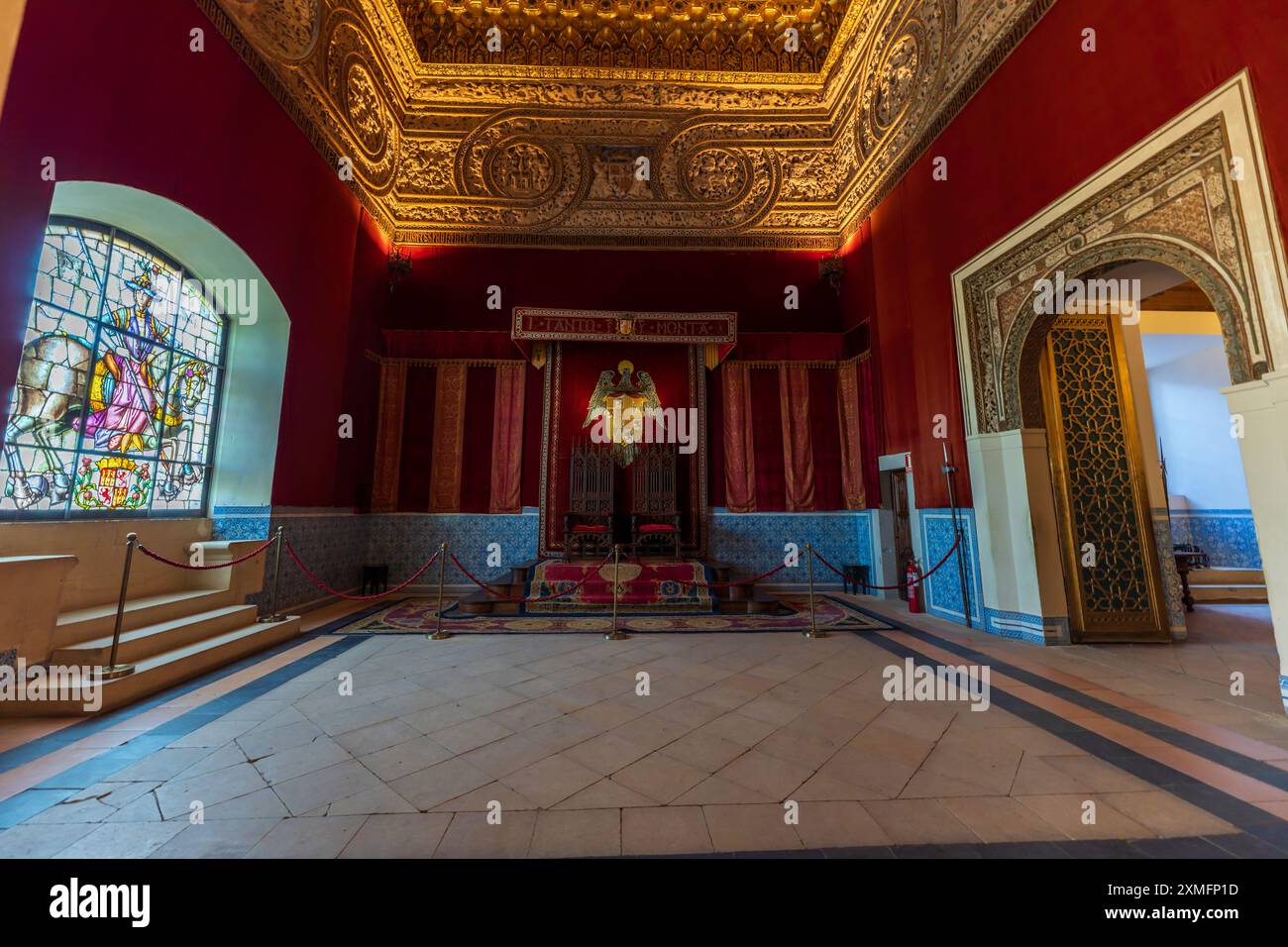 Alcázar de Segovia interior. Inside the Throne room, with thrones and ...