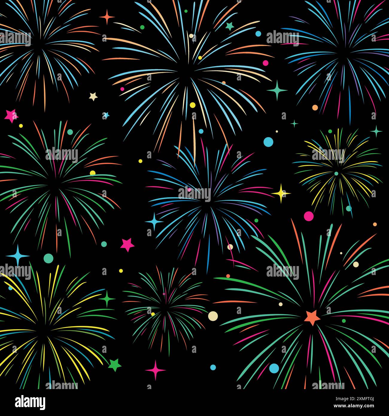 Set of Fireworks vector with sparks and stars, festival firecracker display at night sky Stock ...