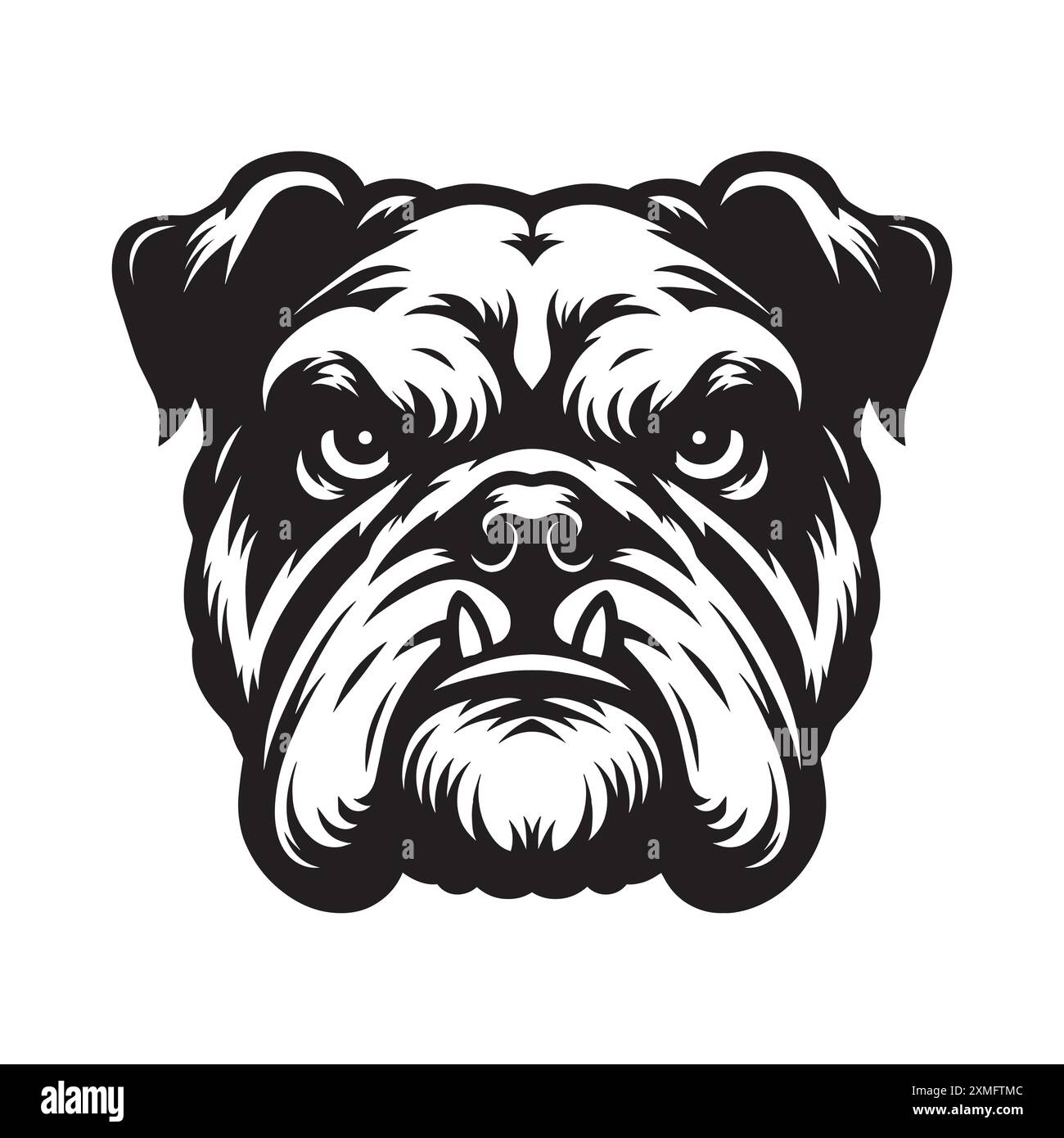 Angry Bulldog Face Vector Silhouette on White Background Stock Vector ...