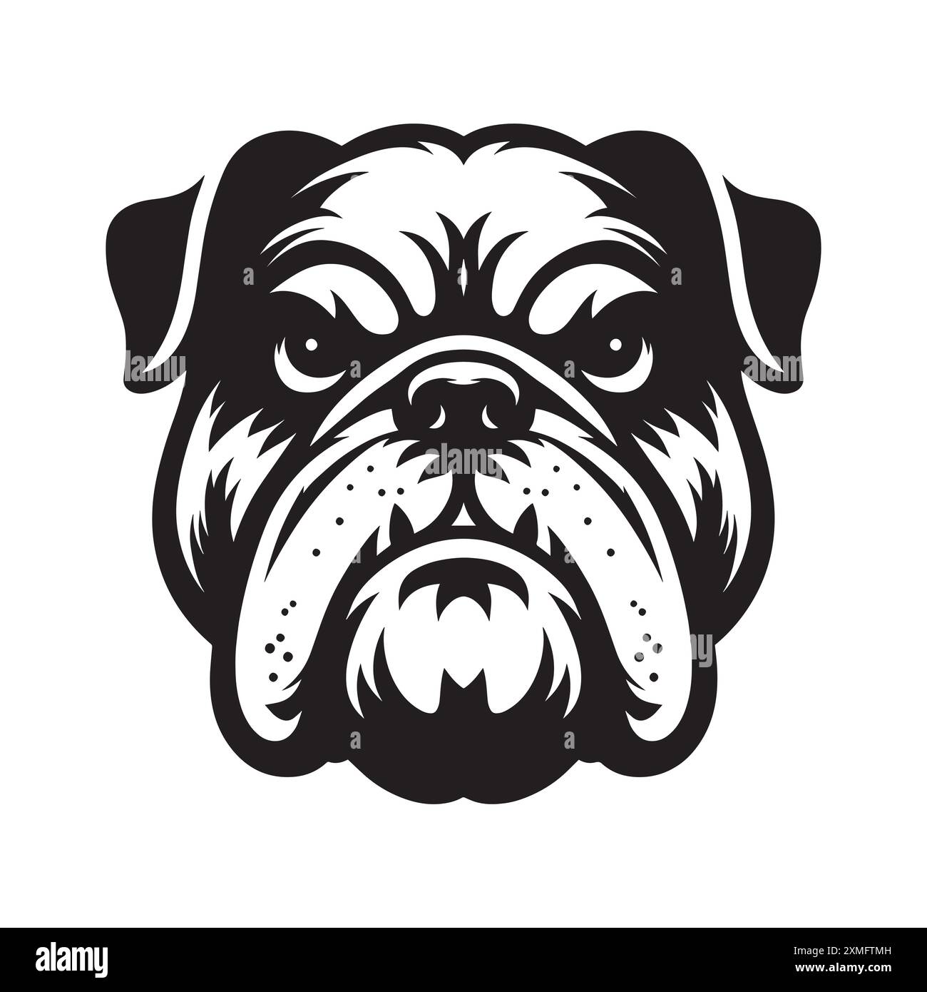 Angry Bulldog Face Vector Silhouette on White Background Stock Vector ...