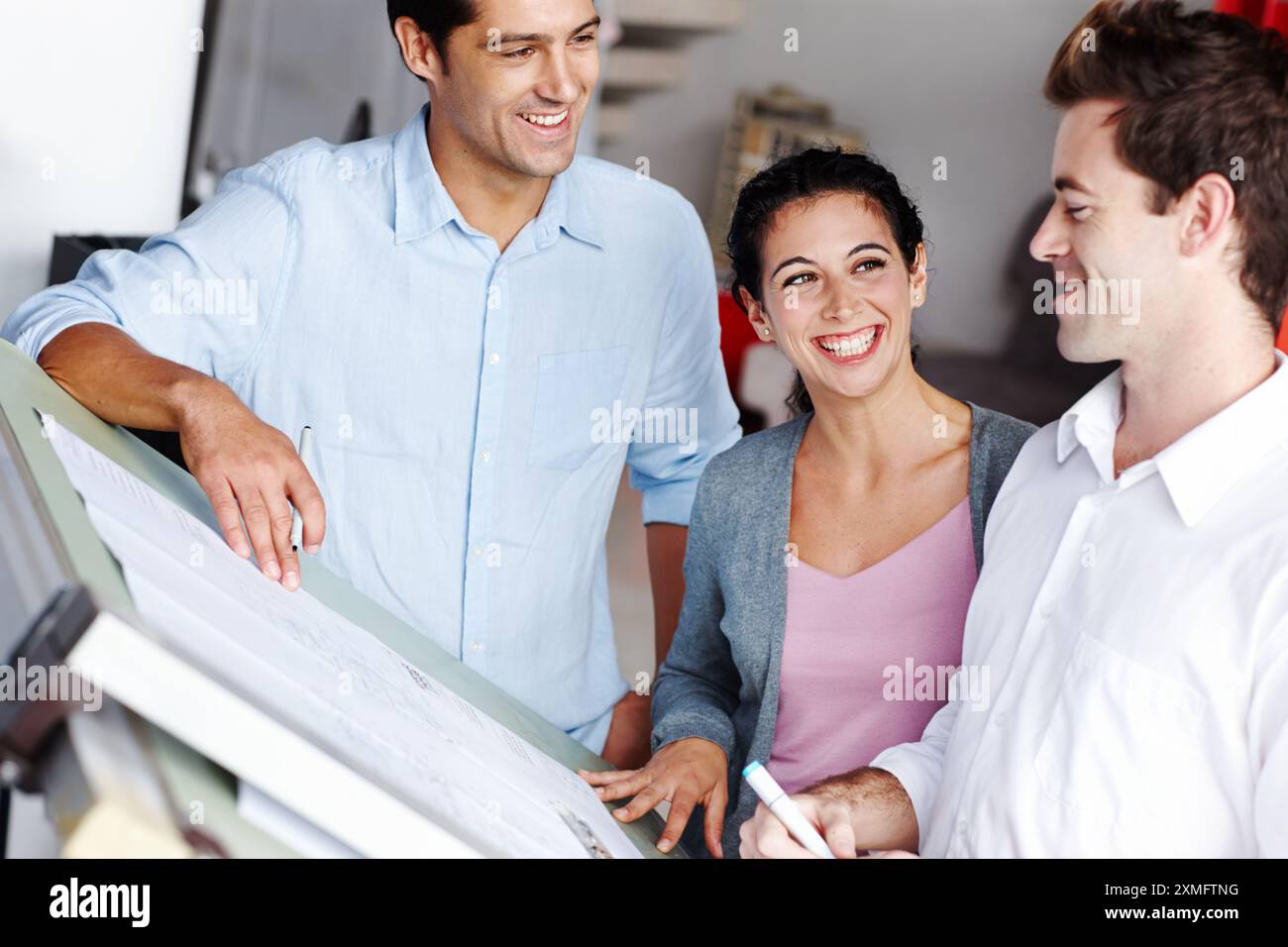 Architecture, people and plan in office for design, brainstorming and ...