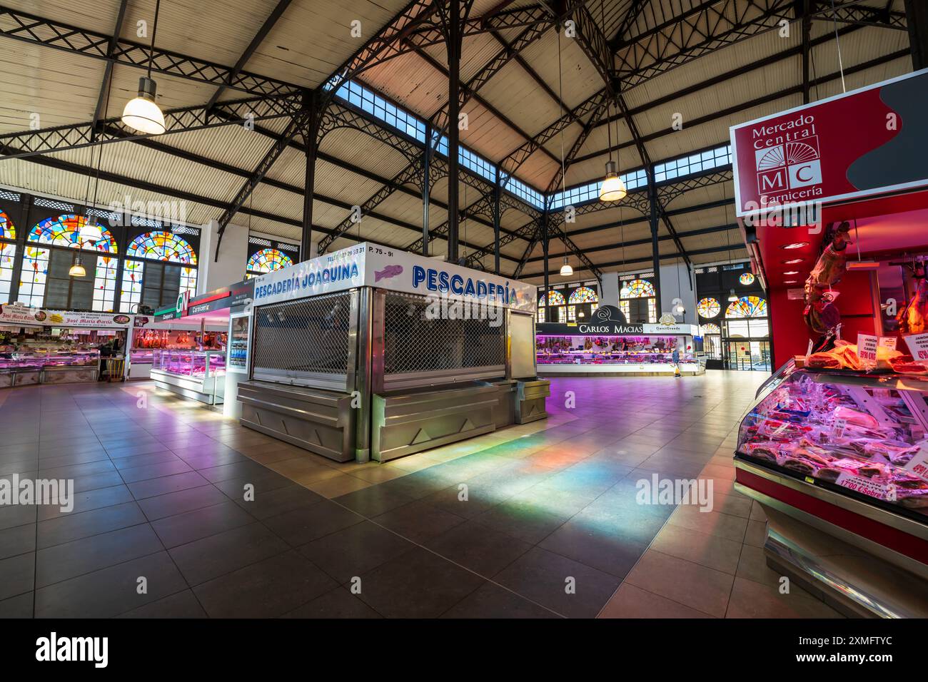 Panoramic view of the Salamanca Central Market interior. Inside the ...