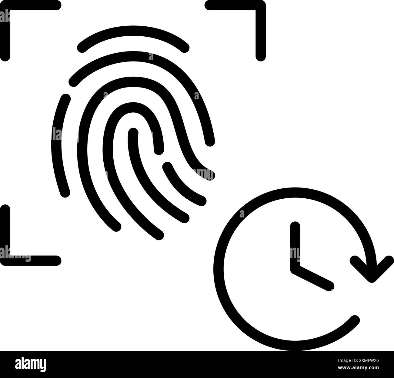 Fingerprint scan and clock. Timed authentication, scheduled biometric ...