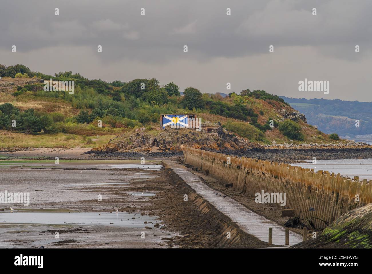 View from Cramond Beach to Cramond Island, City of Edinburgh, Scotland ...