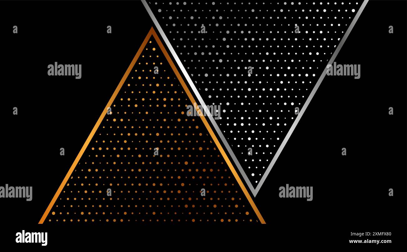 Silver and golden dotted triangles abstract tech background. Vector graphic design Stock Vector ...